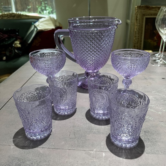 Anthropologie | Dining | Anthropologie Cut Glass Lavender Pitcher And ...